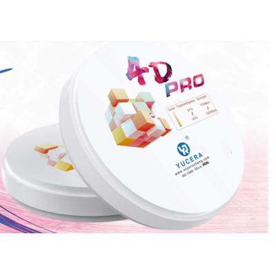 China Hot Sale 4D Dental Ceramic Pre-Shaded Multilayer  Zirconia Block Cad Cam Dental Lab for Half Mouth for sale