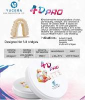 China With Competitive Price YUCERA 4D Pro Preshaded Zirconia Disc Dental Crown Dental Consumables for Dental Lab for sale