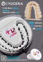 China Yucera 4D Pro Multilayer Zirconia Block Open System Thickness 14/16/18mm 16 Colors for Dental Lab CadCam Milling Material for sale