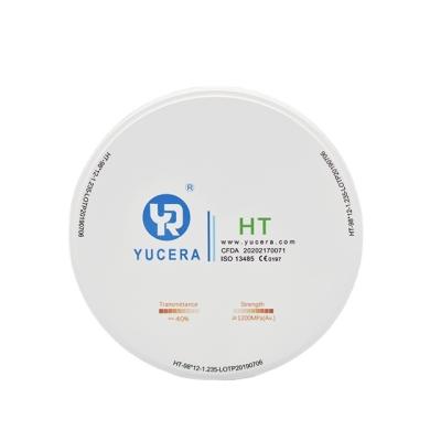 China Yucera HT white Dental Zirconia Blocks - High Translucency for Natural-Looking Restorations for sale