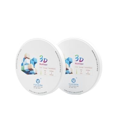 China Yucera Dental 98mm 3D PLUS Multilayer Zirconia Block Open System with 6 Layers and Translucence 43%-57% for CAD CAM for sale