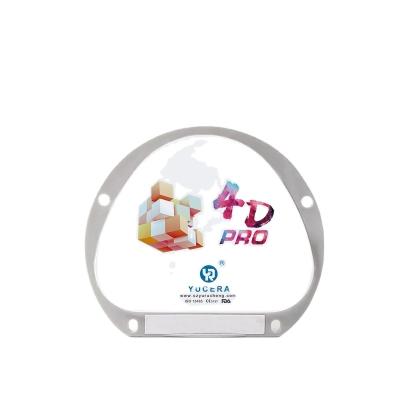 China YUCERA 4D Pro Multilayer Dental Zirconia Block with 700-1200MPa Bending Strength and 57%-43% Translucency for Full Arch Application for sale