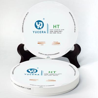 China YUCERA Strong and Durable Dental Zirconia Blank with 600Mpa Bending Strength 49% Transmittance and 1200HV Hardness for CAD CAM Systems for sale