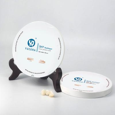 China YUCERA SHT Multilayer Zirconia Block for Dental Labs with 900MPa Bending Strength and 46% Transmittance at 1500℃ Sintering for sale