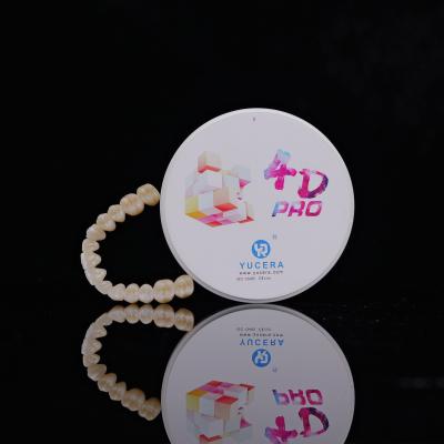 China YUCERA Dental Zirconia Block with 1200MPa Strength and 57%-43% Transmittance for 4D Pro Multilayer Design for sale