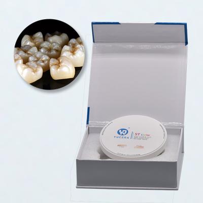 China Yucera 98*14mm ST Color Dental Zirconia Block with 43% Transmittance and 1100Mpa Strength for Dental Restoration for sale