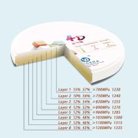 China 4D Pro Multilayer Zirconia Block with 700-1200Mpa Bending Strength and 43%-57% Transmittance for Dental Restoration for sale