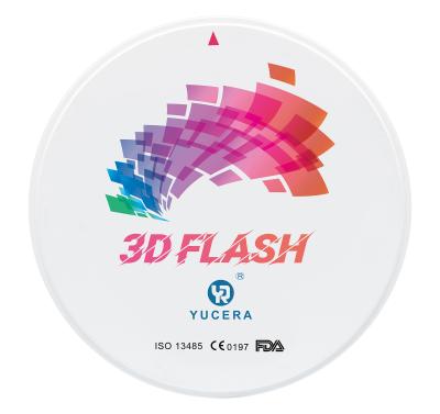China Yucera 3D Flash Multilayer Dental Zirconia Block with 700-1050MPA Bending Strength 57%-46% Transmittance and 16 Color Options for sale