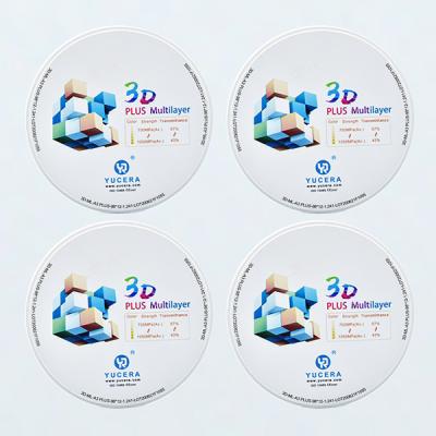 China YUCERA 3D Multilayer Color 900MPA Dental Zirconia Block for sale