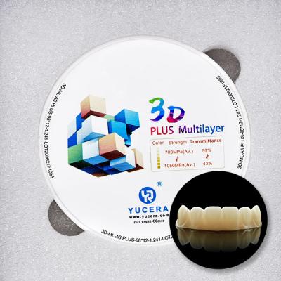 China 16 Colors 3D Plus Multilayer Dental Zirconia Blocks For Dental Lab for sale