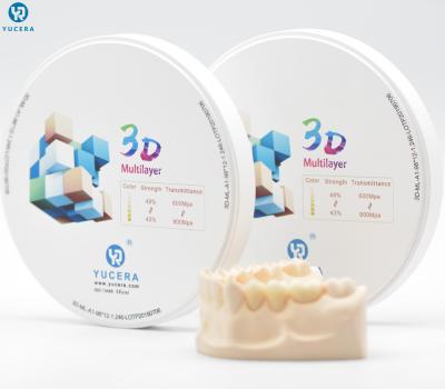 China 1050 Mpa Multilayer Cad Cam Zirconia Blocks For Zirconia Dental Lab for sale