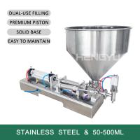 China Semiautomatic Hot Sauce Glass Bottle Filling Machine with 10-5000ml Capacity Range and 0.4-0.6Mpa Air Pressure for sale
