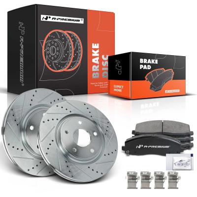 China Front Drilled Rotors & Ceramic Brake Pads for Chrysler Dodge Ram Volkswagen for sale