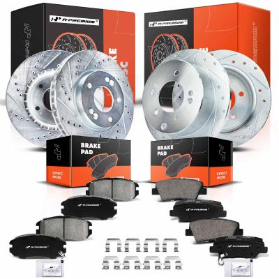 China Front & Rear Drilled Rotors & Ceramic Brake Pads for Kia Soul 2010-2011 L4 2.0L for sale