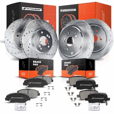 China Front & Rear Drilled Rotors & Ceramic Brake Pads for Honda Pilot 2003-2008 3.5L for sale