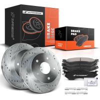 China Front Drilled Rotors & Ceramic Brake Pads for Dodge Ram 1500 00-01 5.2L 2.9L 4WD for sale