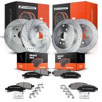 China Front & Rear Drilled Rotors & Ceramic Brake Pads for Chevy Traverse Buick GMC for sale