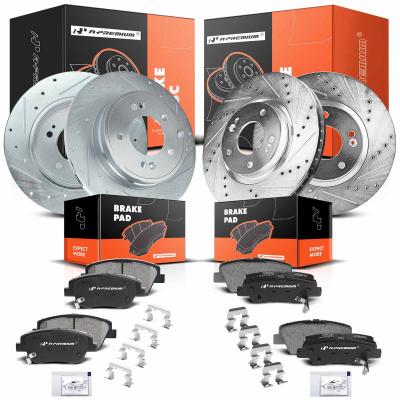 China Front & Rear Drilled Rotors & Ceramic Brake Pads for Hyundai Sonata Kia Optima for sale