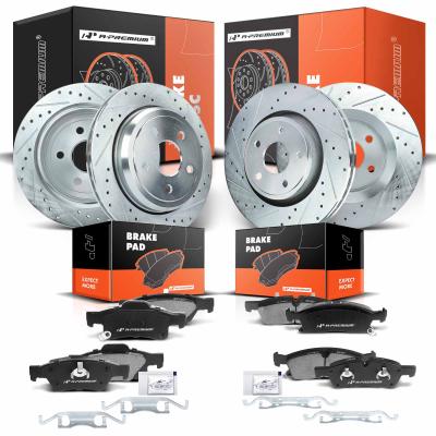 China Front & Rear Drilled Rotors & Ceramic Brake Pads for Jeep Grand Cherokee Dodge for sale
