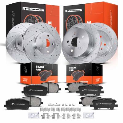 China Front & Rear Drilled Rotors & Ceramic Brake Pads for Toyota Highlander 2004-2007 for sale