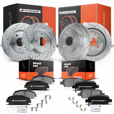 China Front & Rear Drilled Rotors & Ceramic Brake Pads for Nissan Rogue 2008-2013 for sale