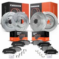 China Front & Rear Drilled Rotors & Ceramic Brake Pads for Nissan Rogue 2014-2017 2.5L for sale