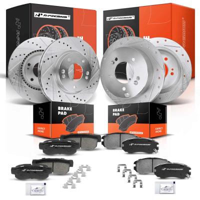 China Front & Rear Drilled Rotors & Ceramic Brake Pads for Hyundai Sonata Kia Optima for sale