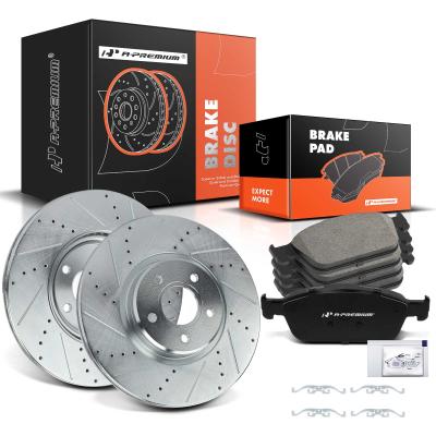 China Front Drilled Rotors & Ceramic Brake Pads for Ford Escape 13-17 Transit Connect for sale