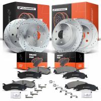 China Front & Rear Drilled Rotors & Ceramic Brake Pads for Chevy Silverado GMC Sierra for sale