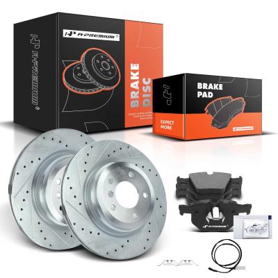 China Rear Drilled Rotors & Ceramic Brake Pads for BMW E90 E92 330i 335i X1 L6 3.0L for sale