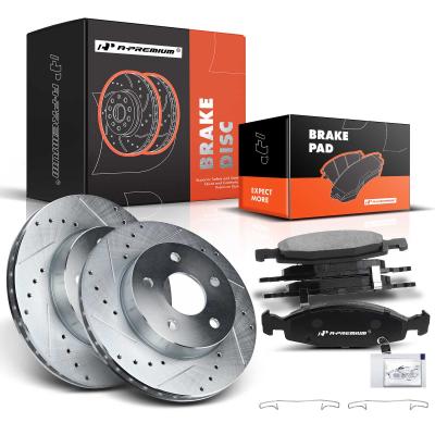 China Front Drilled Rotors & Ceramic Brake Pads for Jeep Grand Cherokee 4.0L 4.7L for sale