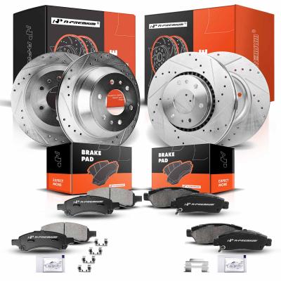 China Front & Rear Drilled Rotors & Ceramic Brake Pads for GMC Envoy Chevy Trailblaze for sale