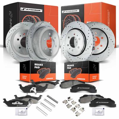 China Front & Rear Drilled Rotors & Ceramic Brake Pads for Ford F-150 2010-2011 6-Lug for sale