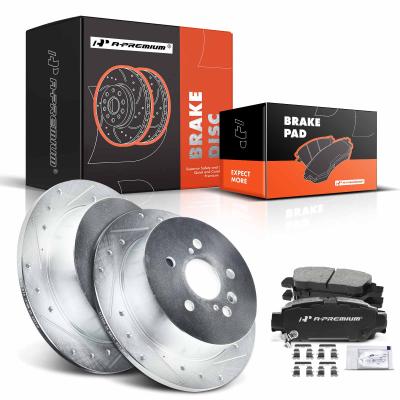 China Rear Drilled Rotors & Ceramic Brake Pads for Toyota Sienna 2004-2010 4 Wheel for sale