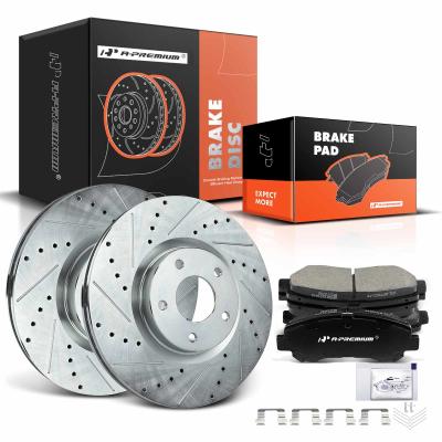 China Front Drilled Rotors & Ceramic Brake Pads for Nissan Maxima 09-14 16-19 319.8mm for sale