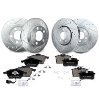 China Front & Rear Drilled Rotors & Ceramic Brake Pads for Volkswagen Beetle Golf Jetta for sale