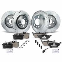 China Front & Rear Drilled Rotors & Ceramic Brake Pads for VW Golf Jetta Beetle for sale