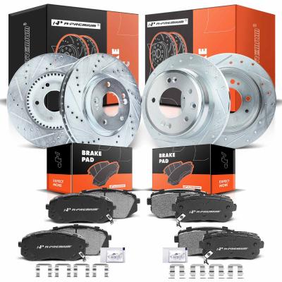 China Front & Rear Drilled Rotors & Ceramic Brake Pads for Hyundai Tucson 13-15 Kia for sale