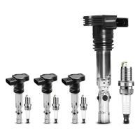 China 4x Black Ignition Coil & IRIDIUM Spark Plug Kits for Audi A4 TT Quattro VW Golf for sale