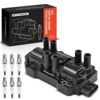 China 1x Black Ignition Coil & 6x IRIDIUM Spark Plug Kits for Chevrolet Silverado 1500 for sale