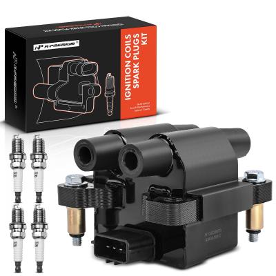 China 1x Black Ignition Coil & 4x IRIDIUM Spark Plug Kits for Subaru Forester Saab 2.5L for sale
