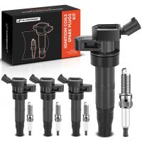 China 4x Black Ignition Coil & IRIDIUM Spark Plug Kits for Hyundai Santa Fe Sport Kia for sale