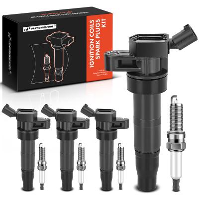 China 4x Black Ignition Coil & IRIDIUM Spark Plug Kits for Hyundai Santa Fe Sport Kia for sale