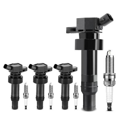 China 4x Black Ignition Coil & IRIDIUM Spark Plug Kits for Hyundai Accent Kia Soul for sale