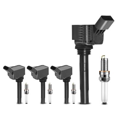 China 4x Black Ignition Coil & IRIDIUM Spark Plug Kits for VW Jetta 2013 2016-2018 Audi for sale