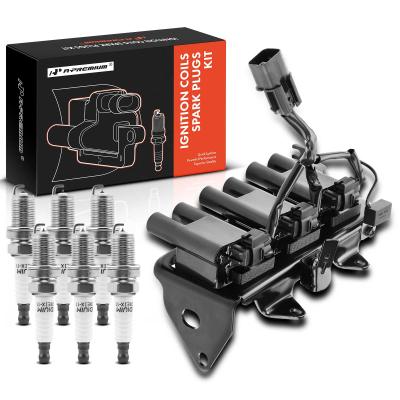 China 1x Black Ignition Coil & 6x IRIDIUM Spark Plug Kits for Kia Sportage 2005-2010 for sale