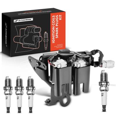 China 1x Black Ignition Coil & 4x IRIDIUM Spark Plug Kits for Hyundai Elantra Kia for sale