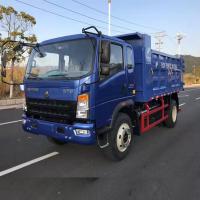 China Sinotrck HOWO 4X2 10m3 6 Tyres Flatbed Tipper Truck with 120L Fuel Tanker Capacity for sale
