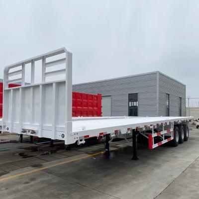 China 20 Feet 40 Feet Flatbed Trailer 3 Axle Semi-Trailer in with Wheel Base 7000-8000mm for sale