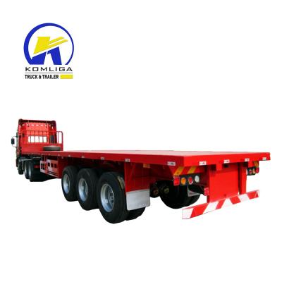 China 2 Axle 40 Feet Container Flatbed Semi-Trailer with 12.00r22.5 Tire and LED Light for sale